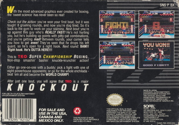 TKO Super Championship Boxing - (SNES) Super Nintendo [Pre-Owned] – J&L ...