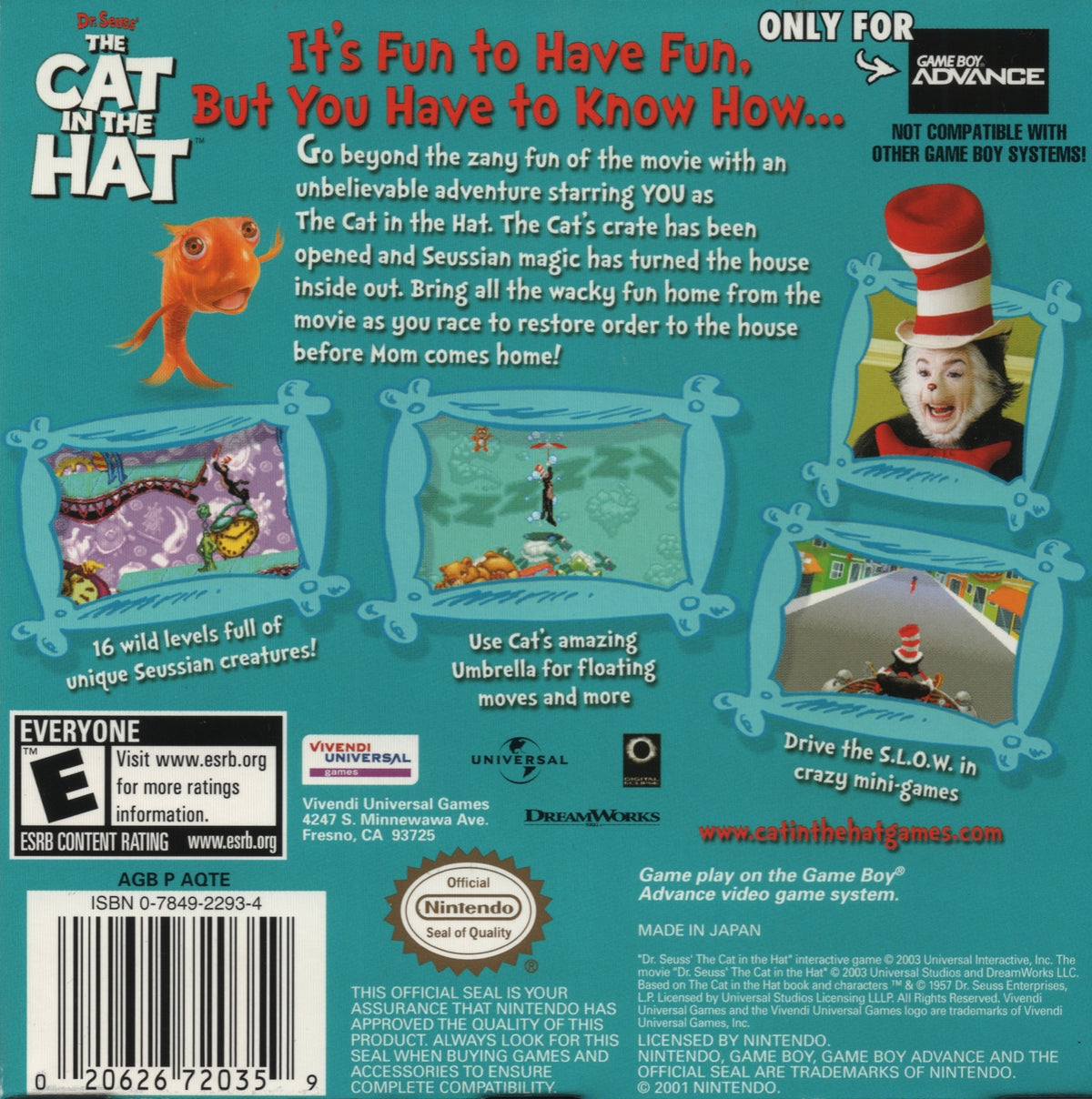 Dr. Seuss' The Cat in the Hat - (GBA) Game Boy Advance [Pre-Owned] | J ...