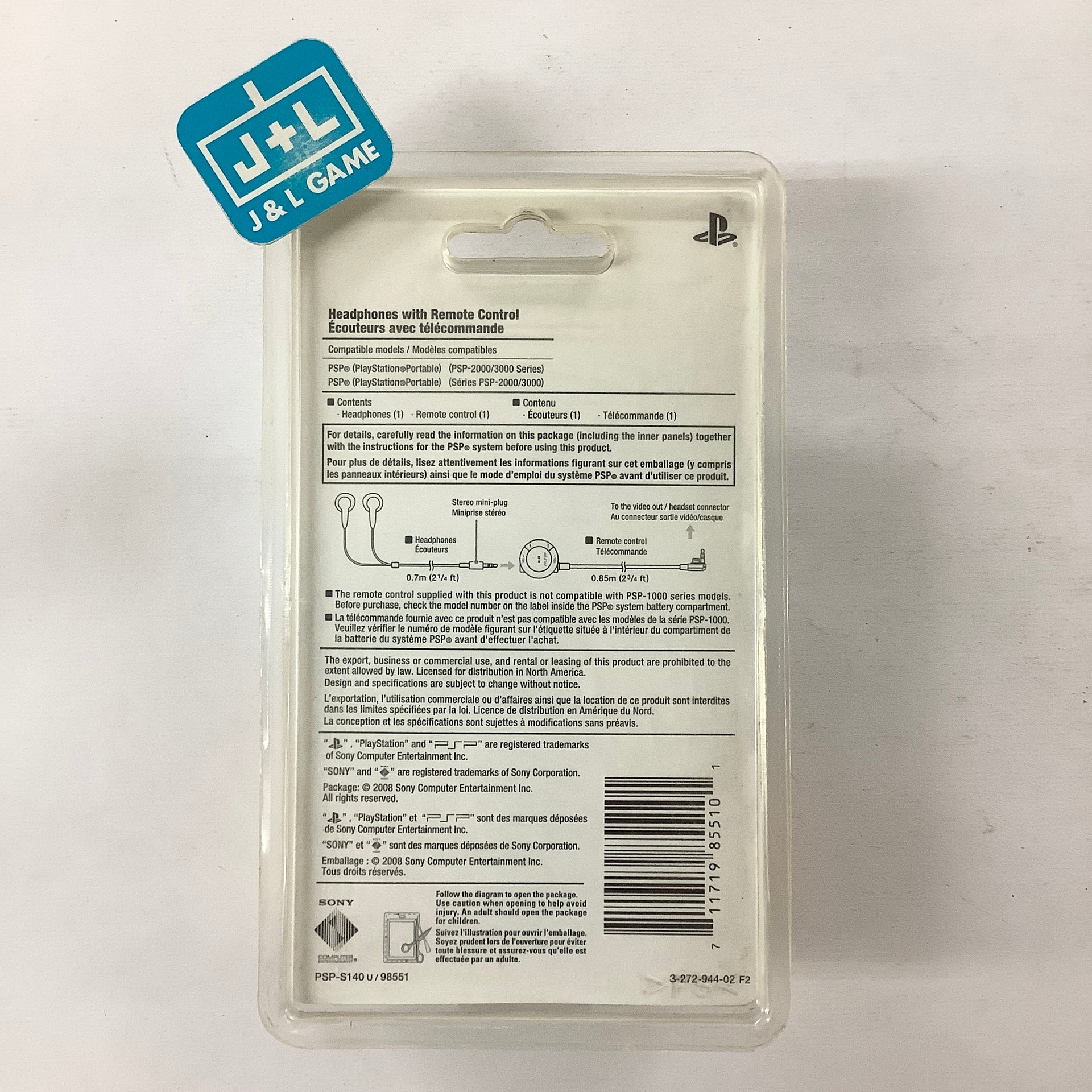 PSP Headphones with Remote Control - Sony PSP | J&L Game