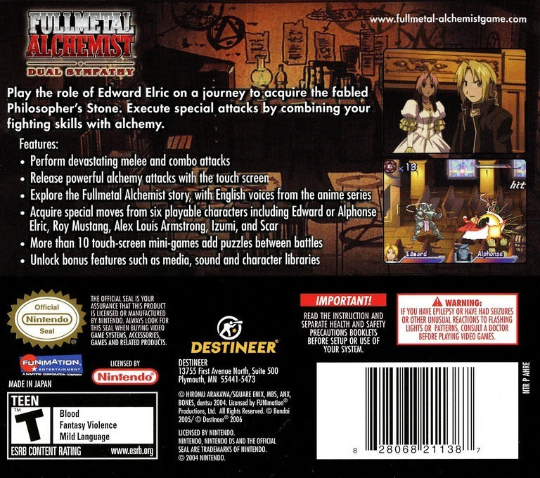 Fullmetal Alchemist: Dual Sympathy - (NDS) Nintendo DS [Pre-Owned] | J ...