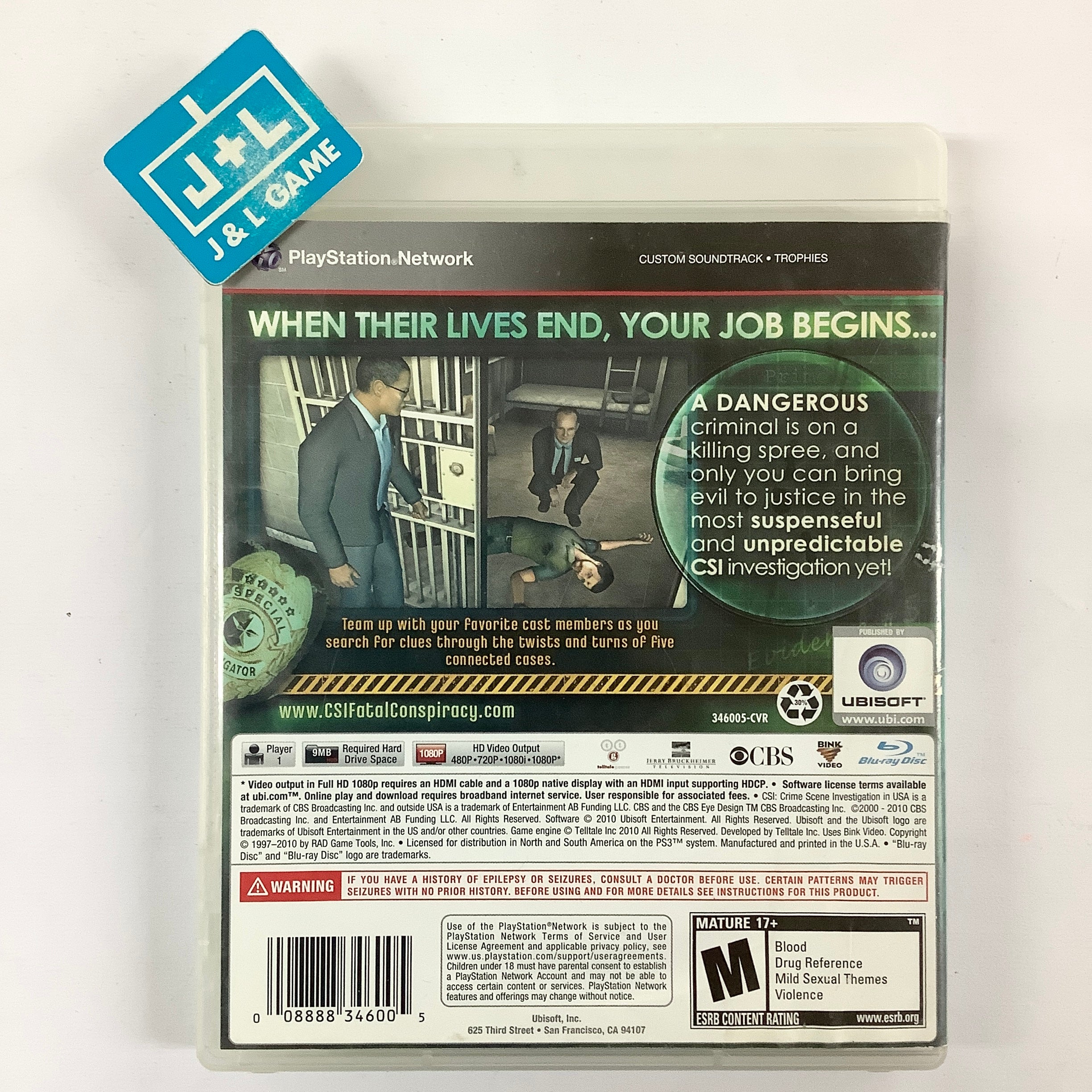 CSI: Crime Scene Investigation: Fatal Conspiracy - (PS3) PlayStation 3 ...