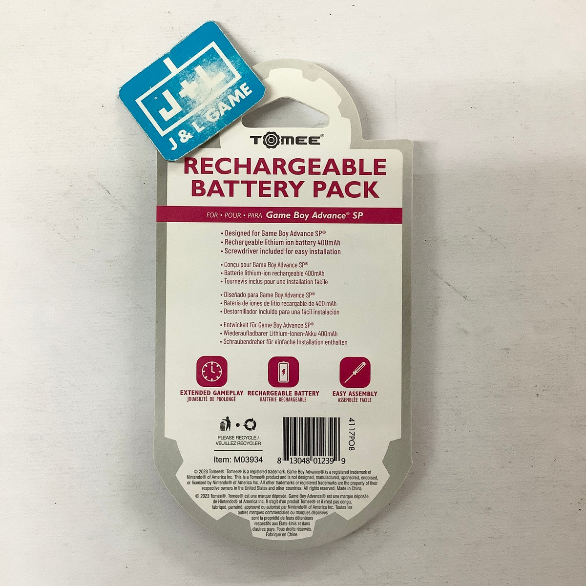 Tomee Rechargeable Battery Pack - (GBA) Game Boy Advance SP | J&L Game