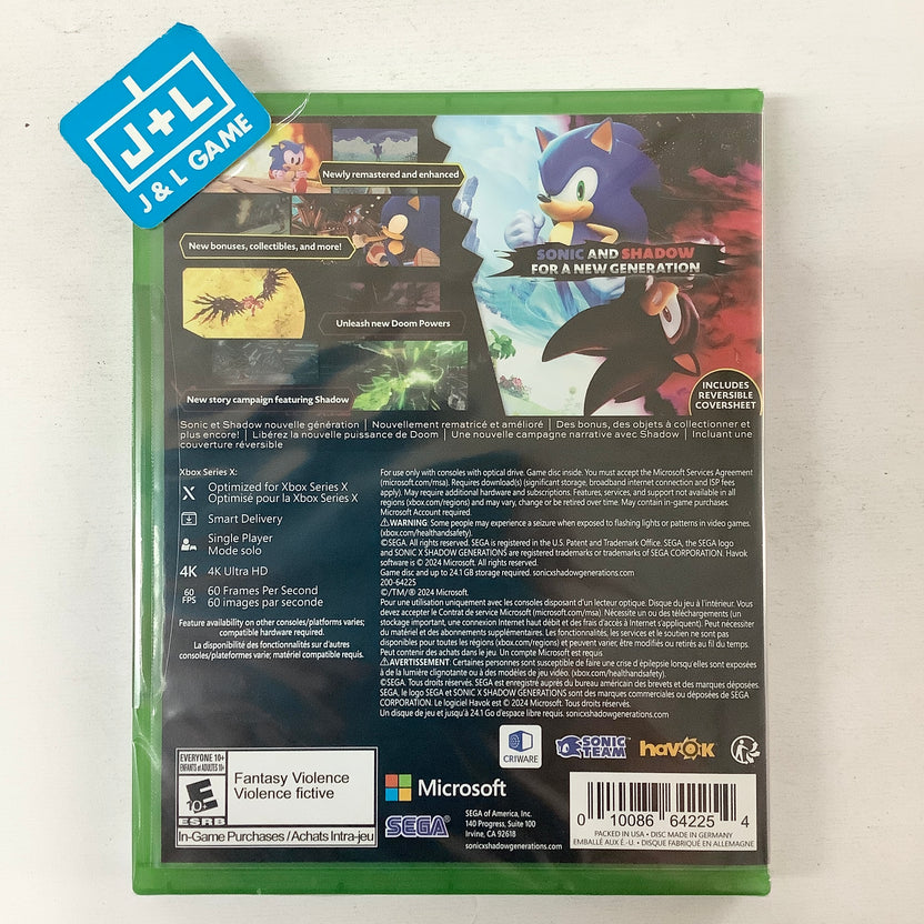 Sonic X Shadow Generations - (XSX) Xbox Series X | J&L Game
