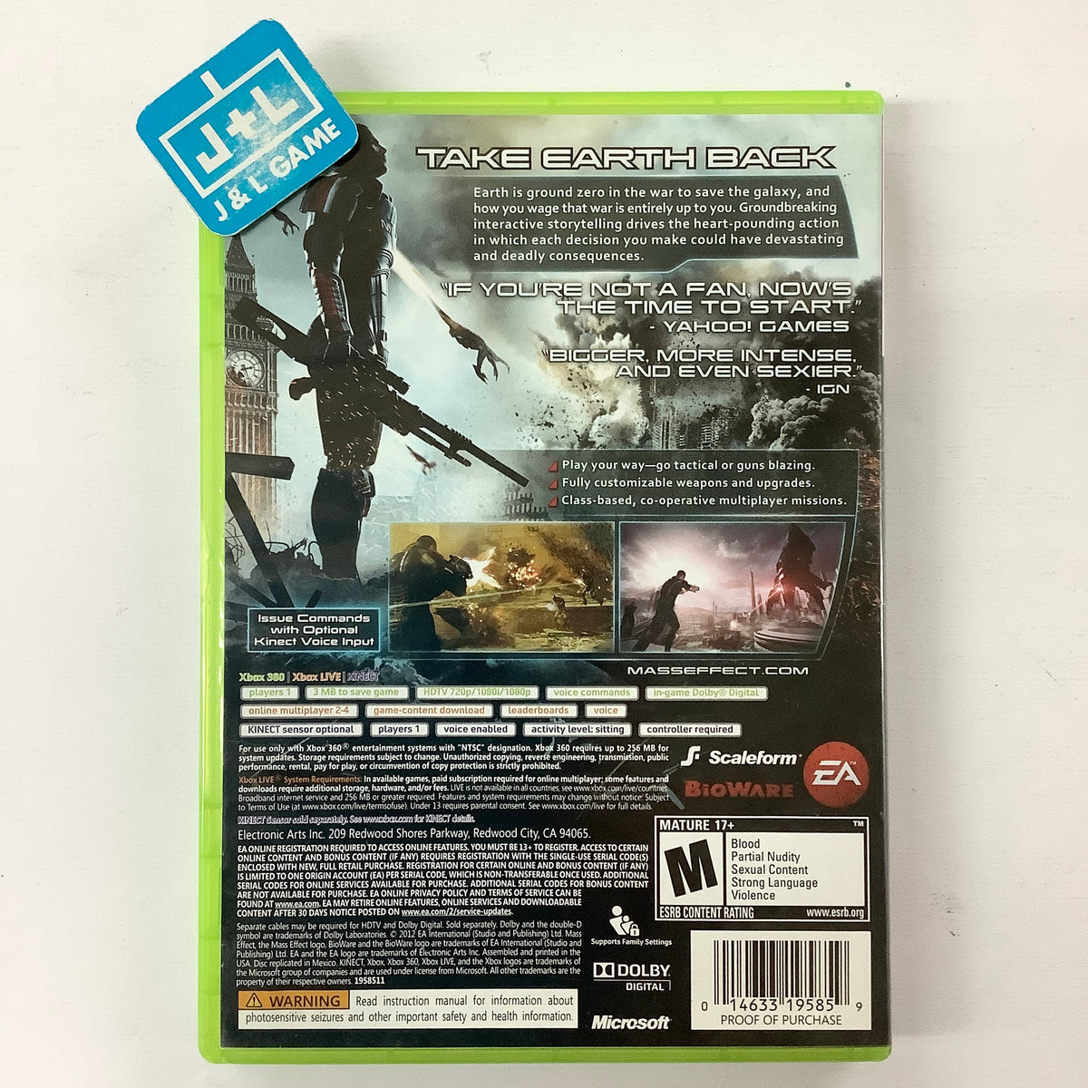 Mass Effect 3 Xbox 360 Pre Owned Jandl Game 8949