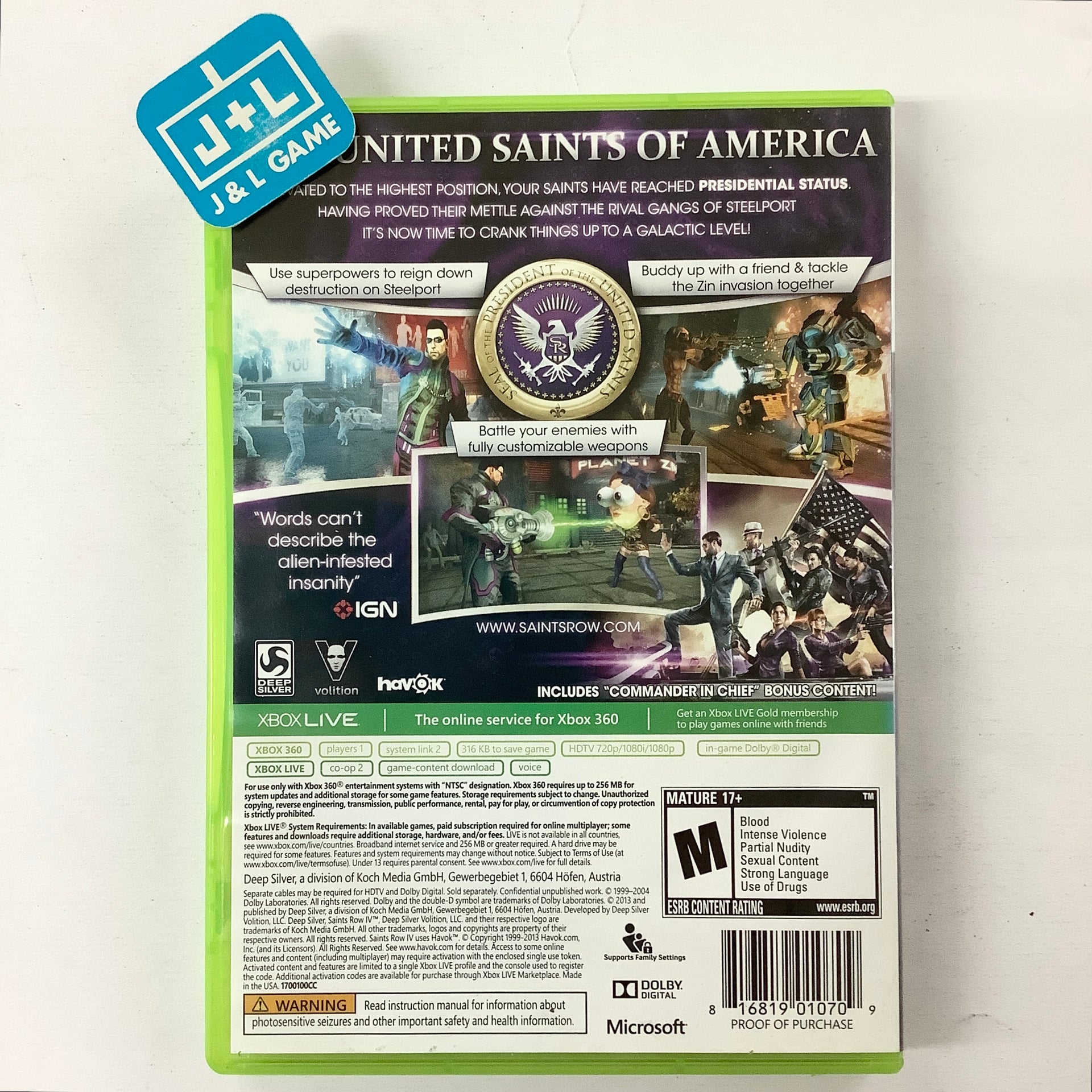 Saints Row IV - Xbox 360 [Pre-Owned] | J&L Game