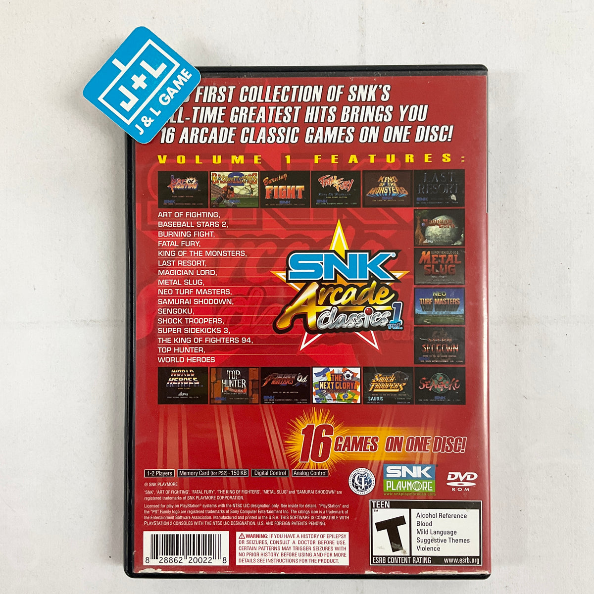 SNK Arcade Classics Vol. 1 - (PS2) PlayStation 2 [Pre-Owned] | J&L Game