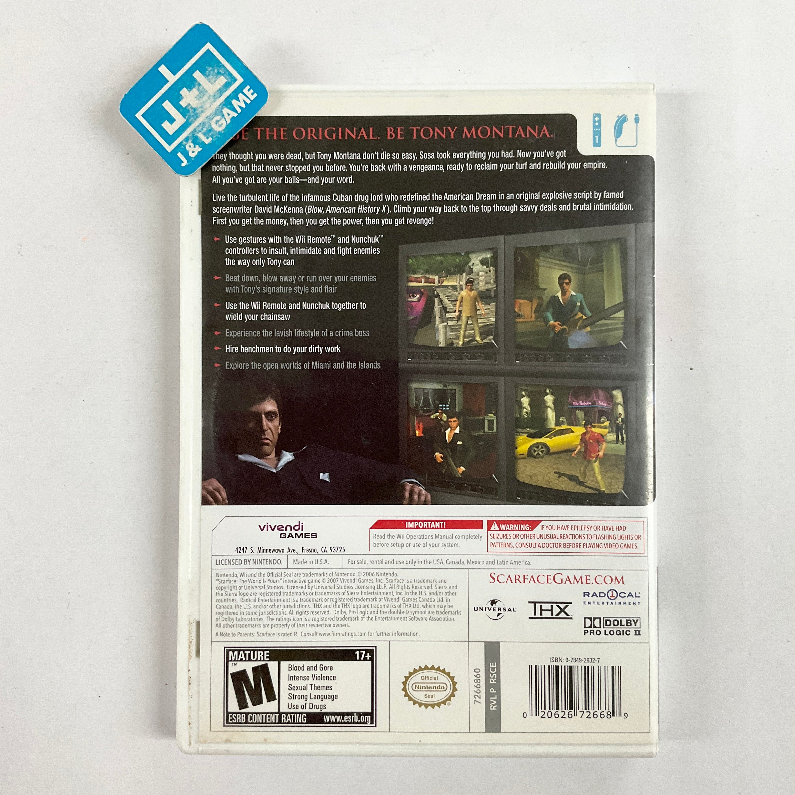 Scarface: The World Is Yours - Nintendo Wii [Pre-Owned] | J&L Game