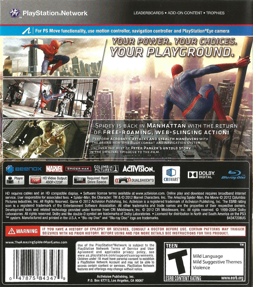 The Amazing Spider-Man - (PS3) PlayStation 3 [Pre-Owned] | J&L Game