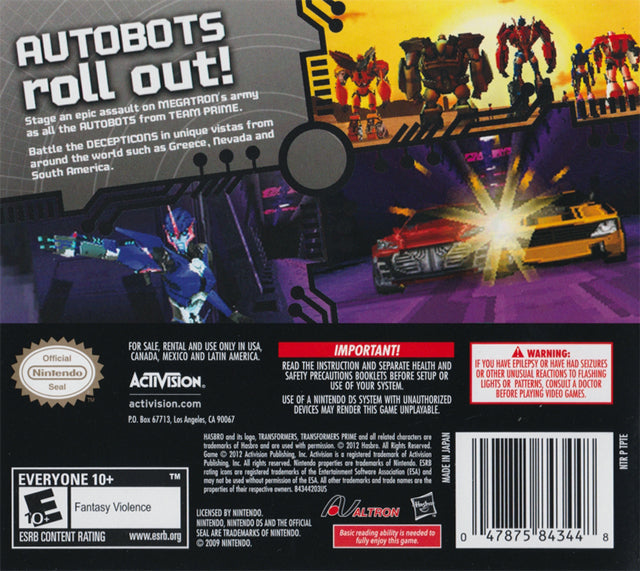 Transformers Prime: The Game - (NDS) Nintendo DS [Pre-Owned] – J&L ...