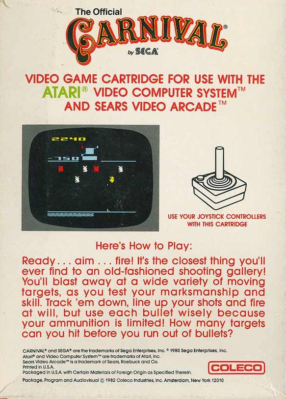 Carnival (Coleco) - Atari 2600 [Pre-Owned] | J&L Game