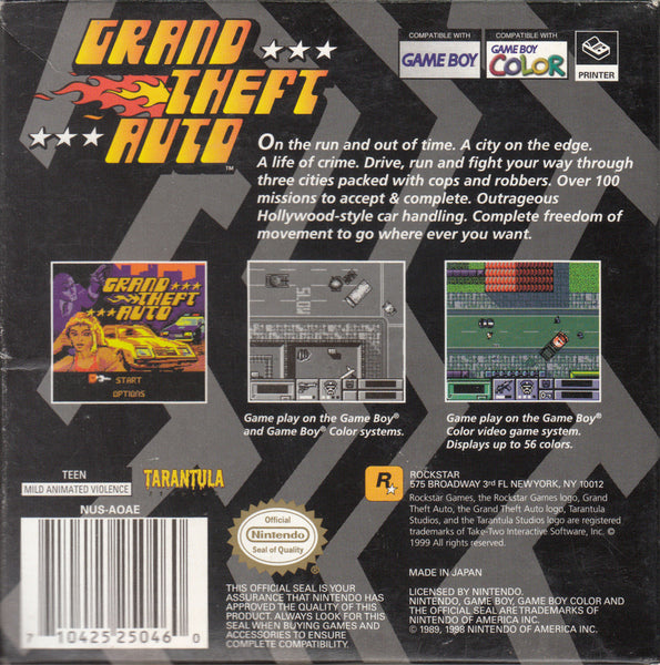 Grand Theft Auto - (GBC) Game Boy Color [Pre-Owned] – J&L Video Games ...
