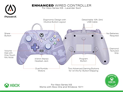 PowerA Enhanced Wired Controller (Lavender Swirl) - (XSX) Xbox Series ...