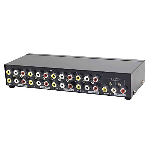 8-Way AV Switch RCA Switcher 8 in 1 Out Composite Video L/R Audio Sele ...