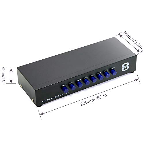 8-Way AV Switch RCA Switcher 8 in 1 Out Composite Video L/R Audio Sele ...