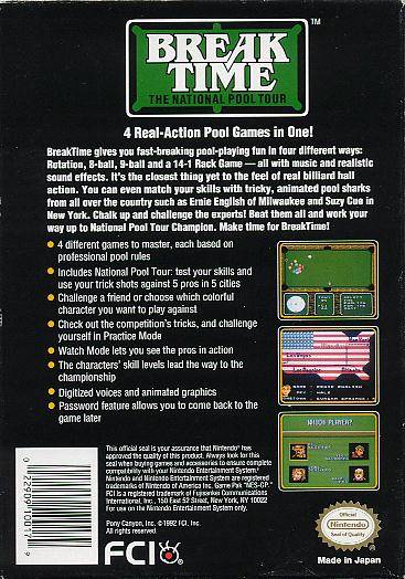 Break Time: The National Pool Tour - (NES) Nintendo Entertainment Syst ...