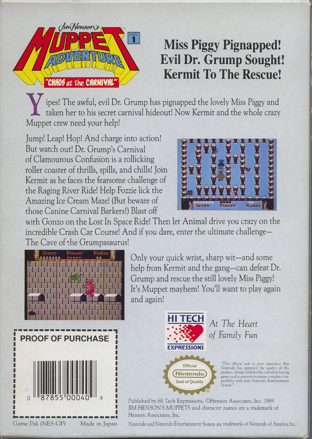 Jim Henson's Muppet Adventure: Chaos at the Carnival - (NES) Nintendo ...