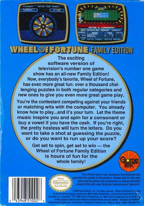 Wheel of Fortune: Family Edition - (NES) Nintendo Entertainment System ...