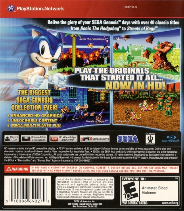 Sonic's Ultimate Genesis Collection (Greatest Hits) - (PS3) PlayStatio ...