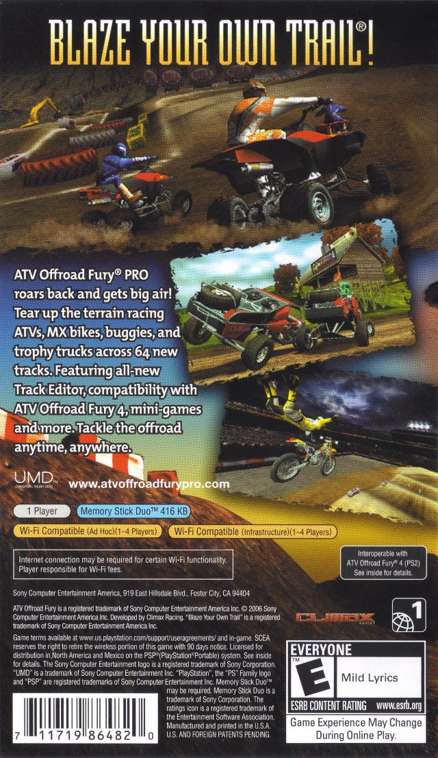 ATV Offroad Fury Pro - Sony PSP [Pre-Owned] | J&L Game