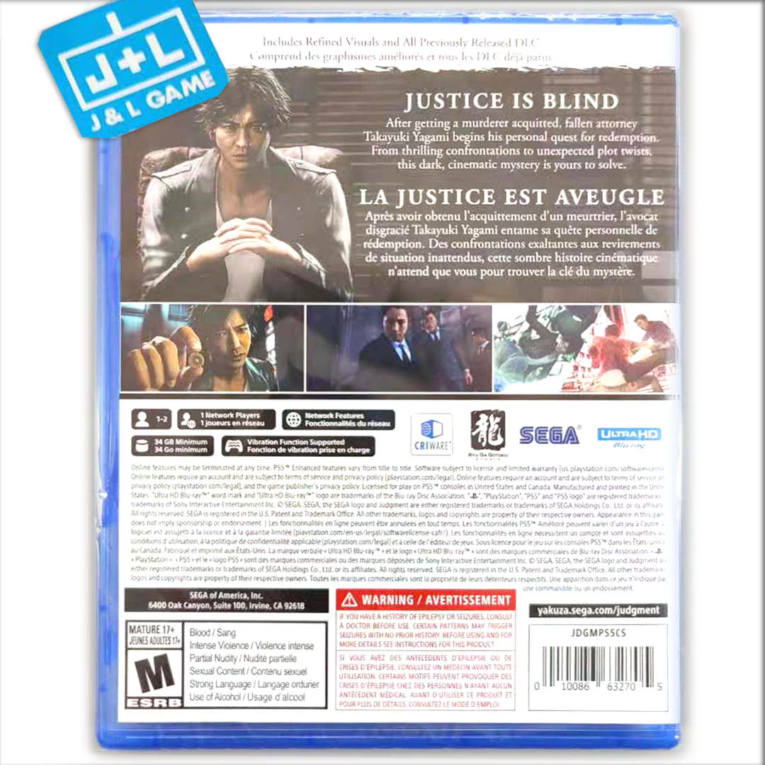 Judgment - (PS5) PlayStation 5 | J&L Game