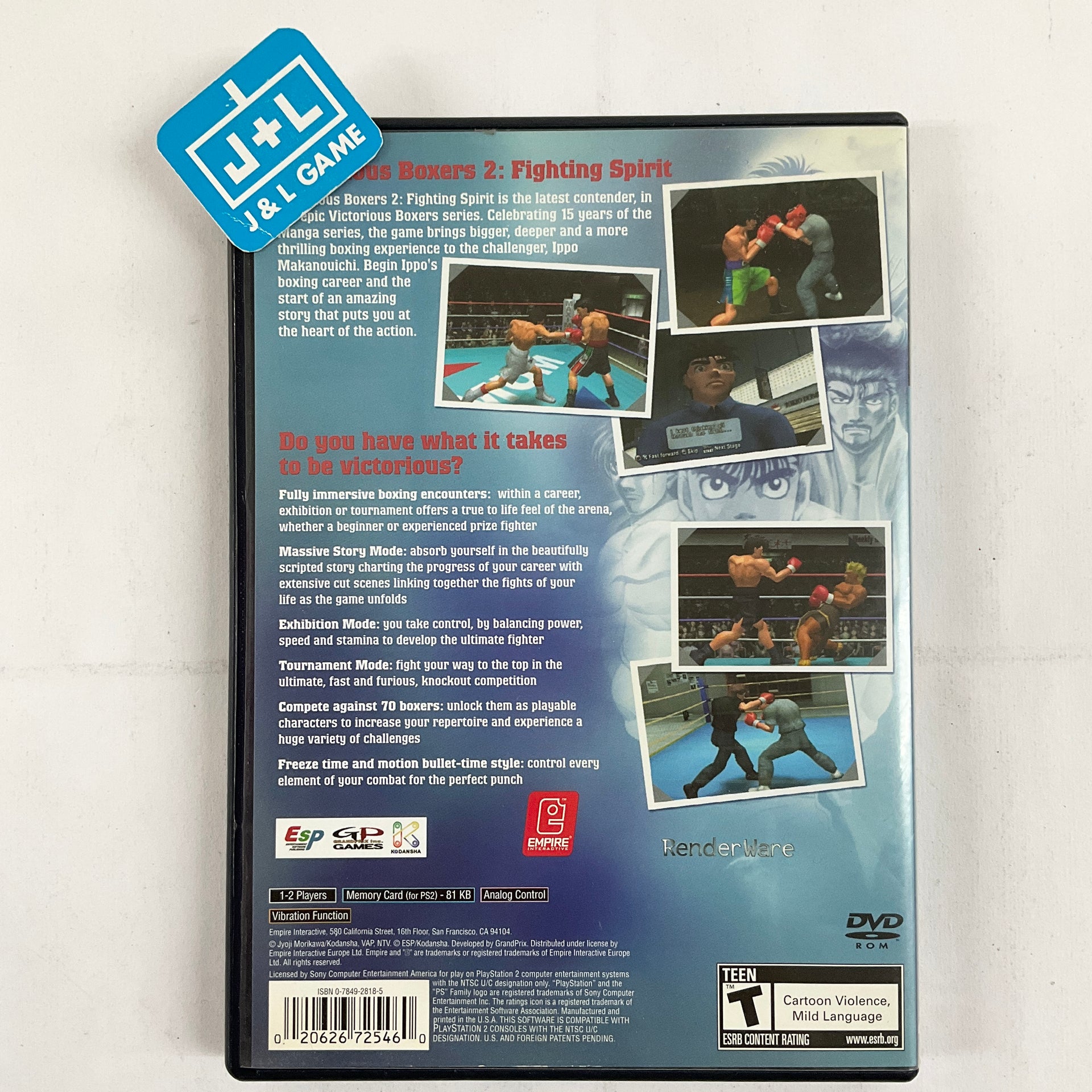 Victorious Boxers 2: Fighting Spirit - (PS2) PlayStation 2 [Pre-Owned ...
