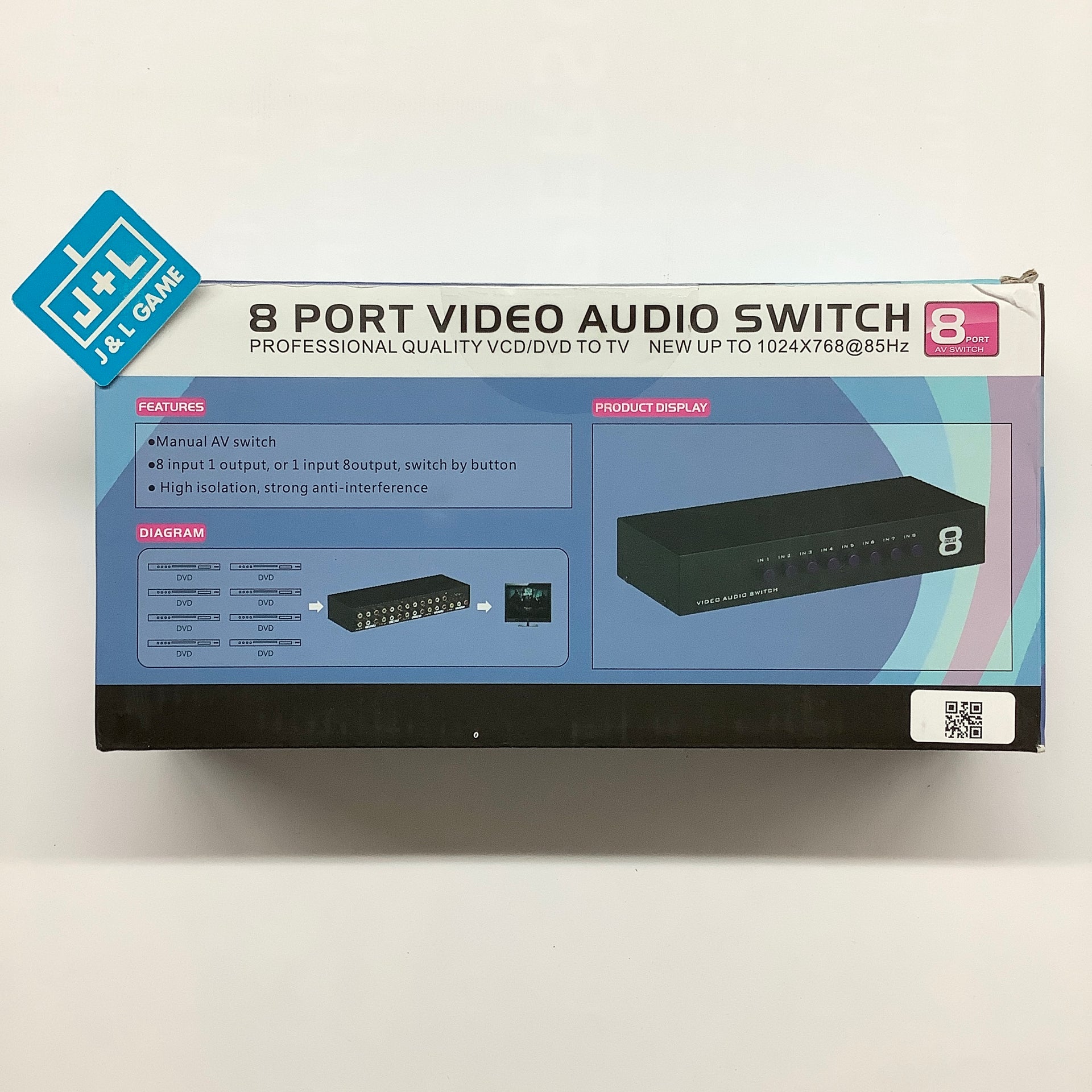 8-Way AV Switch RCA Switcher 8 in 1 Out Composite Video L/R Audio Sele ...