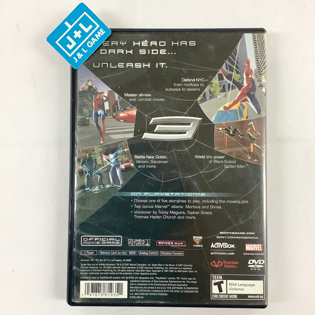 Spider-Man 3 - (PS2) PlayStation 2 [Pre-Owned] | J&L Game