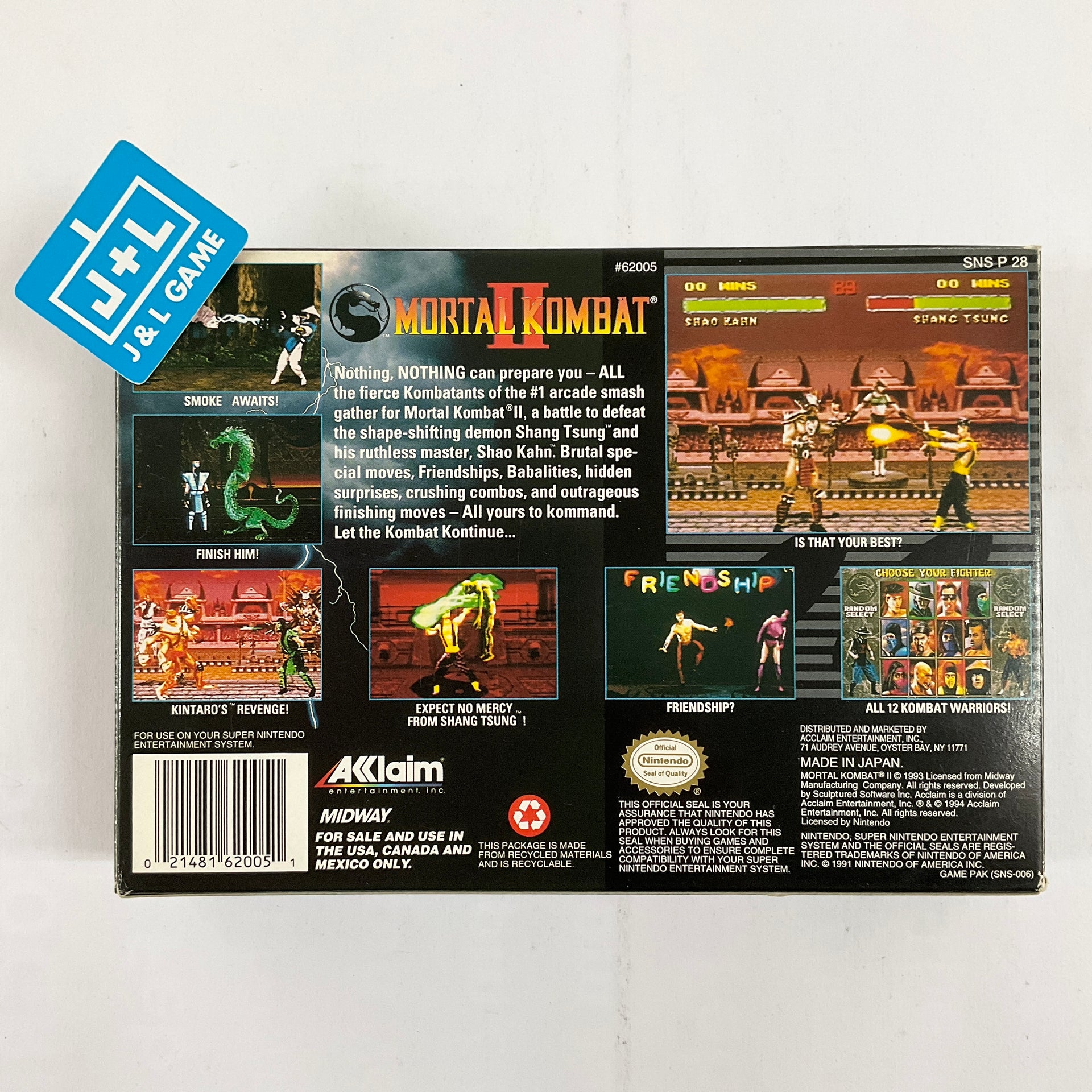 Mortal Kombat II - (SNES) Super Nintendo [Pre-Owned] | J&L Game