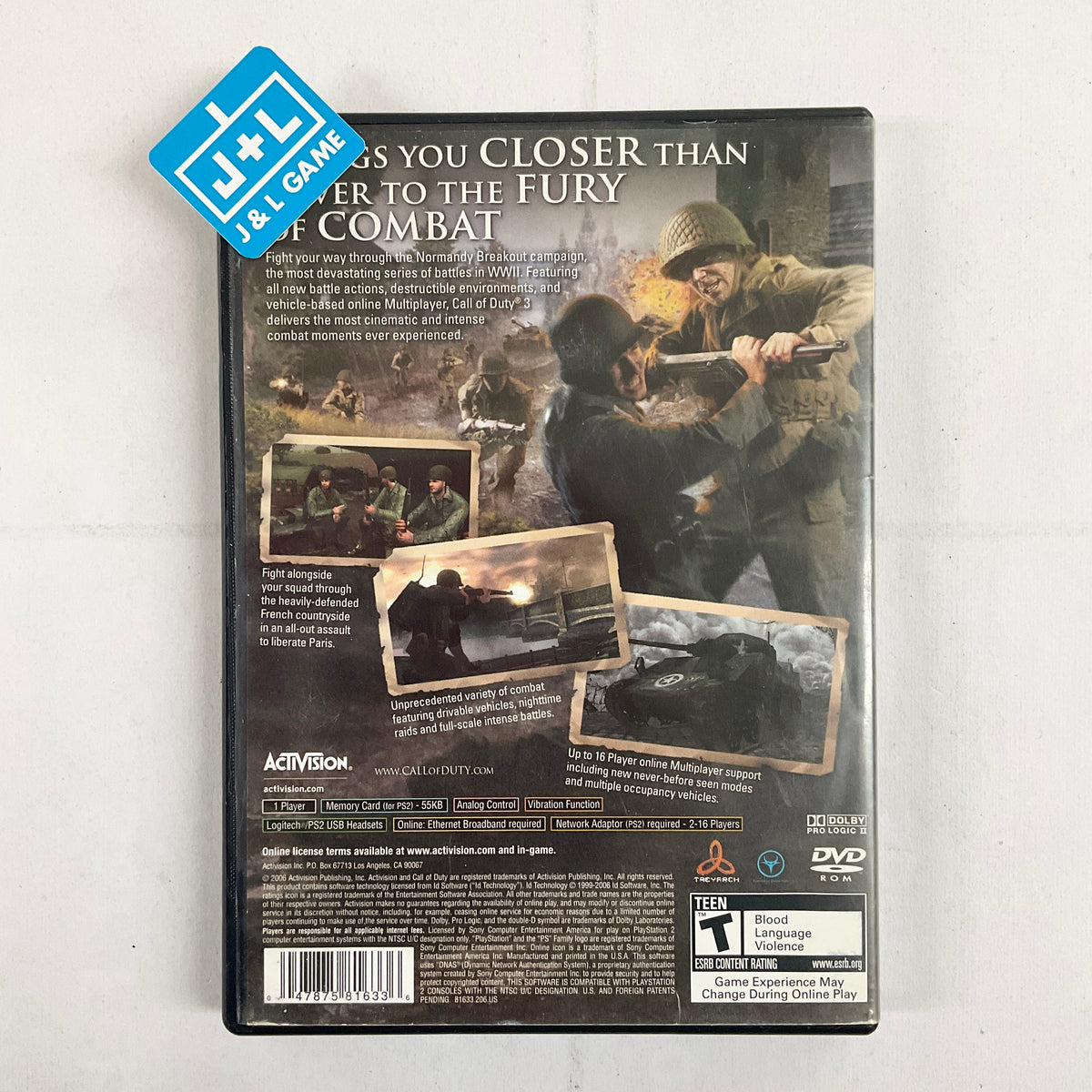Call of Duty 3 - (PS2) PlayStation 2 [Pre-Owned] | J&L Game