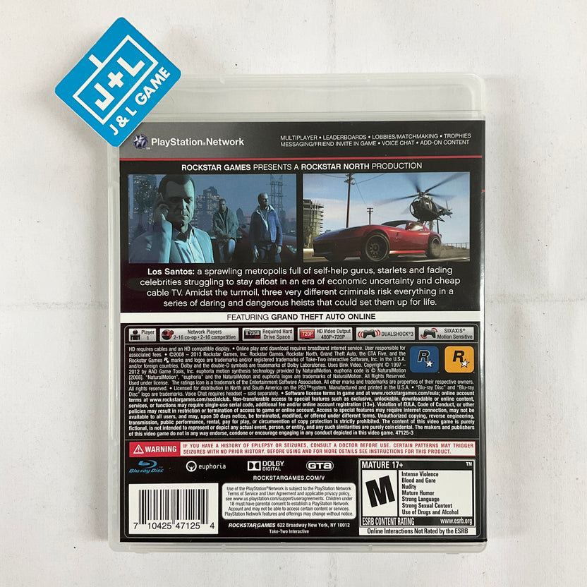 Grand Theft Auto V - (PS3) PlayStation 3 [Pre-Owned] | J&L Game