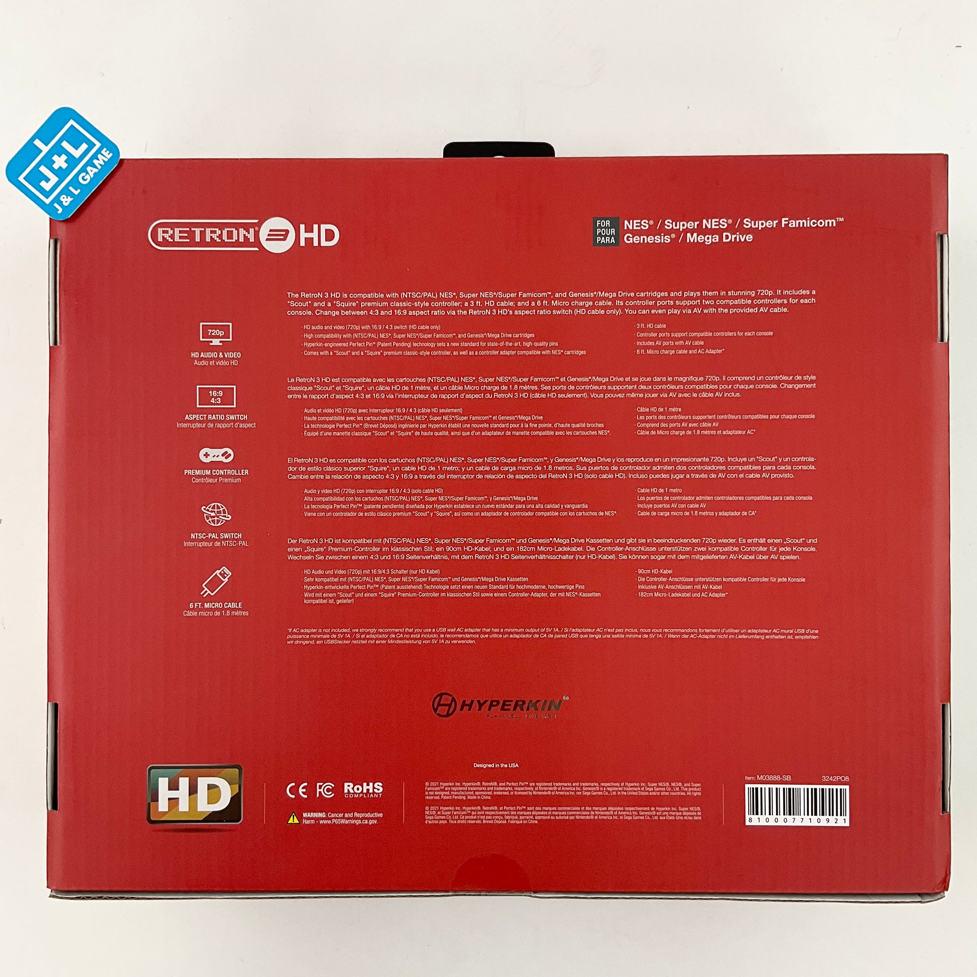 Hyperkin RetroN 3 HD 3 in 1 (Space Black) - (SNES) Super Nintendo | J&L Game