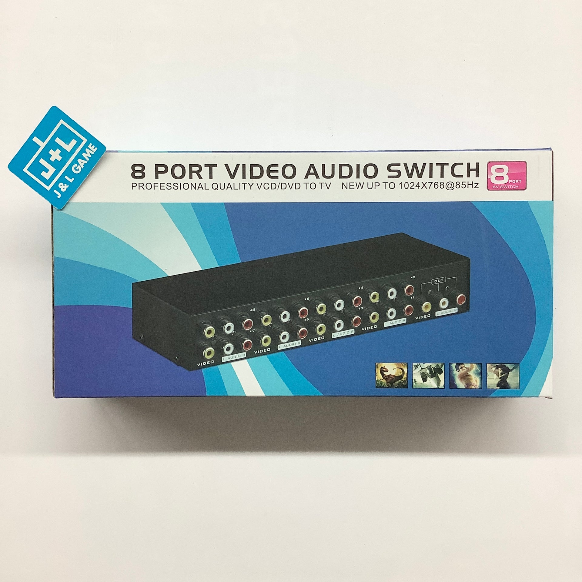 8-Way AV Switch RCA Switcher 8 in 1 Out Composite Video L/R Audio Sele ...