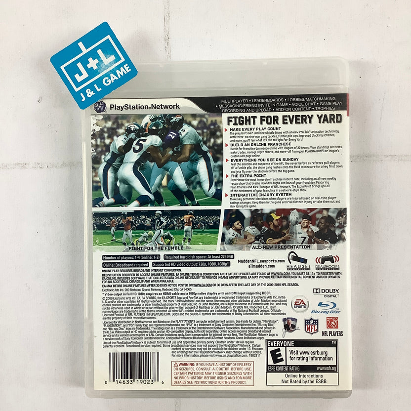Madden NFL 10 - (PS3) PlayStation 3 [Pre-Owned] | J&L Game
