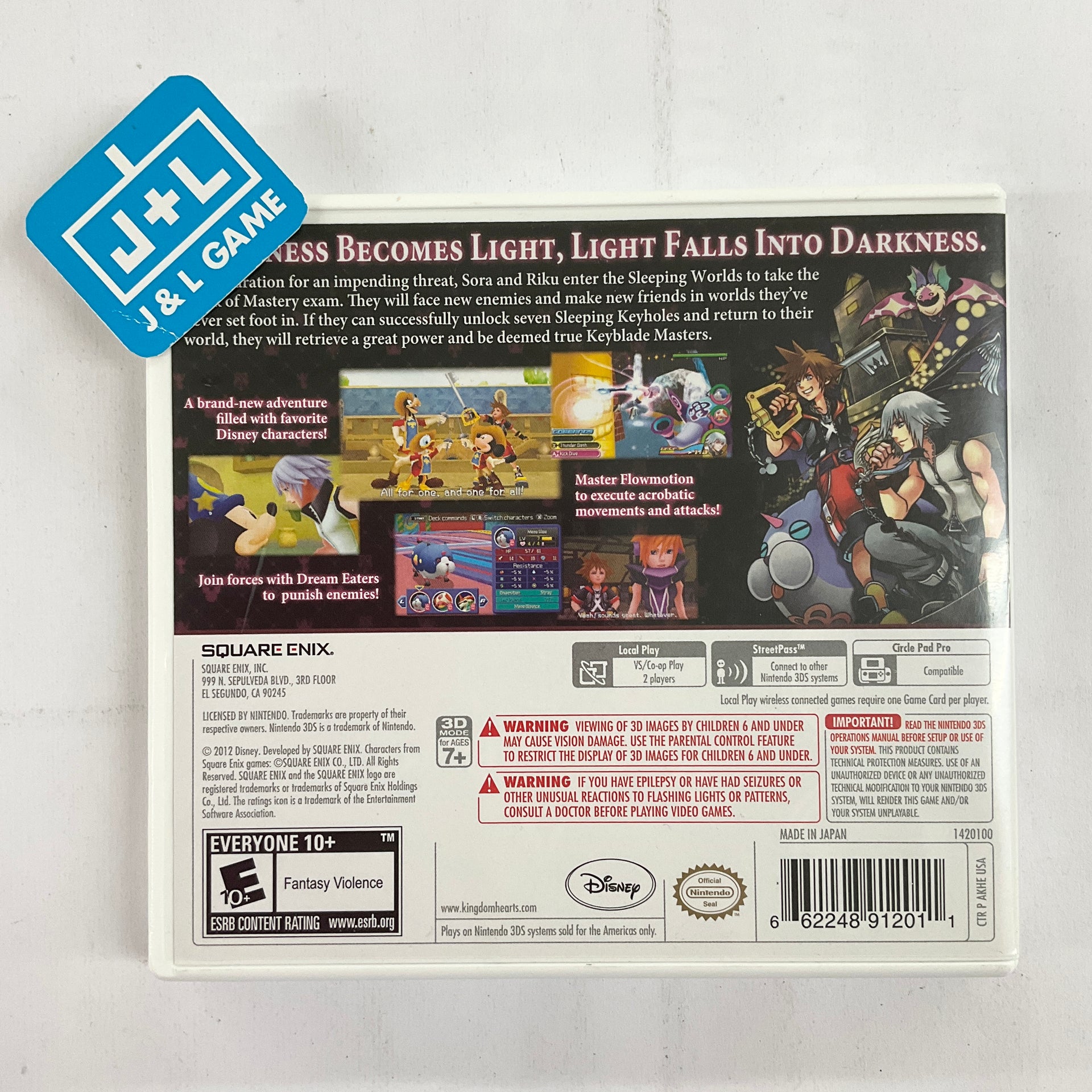 Kingdom Hearts 3D: Dream Drop Distance - Nintendo 3DS [Pre-Owned] | J&L ...