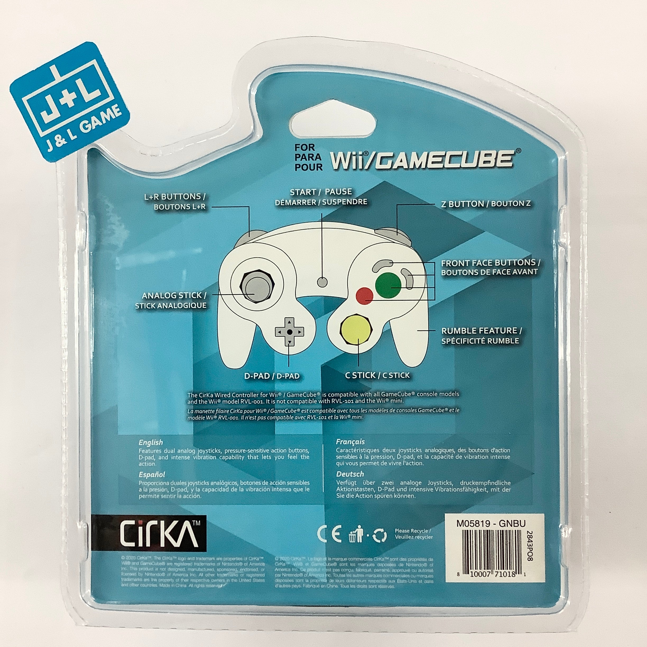 Cirka Gamecube Wii Wired Controller Green Blue Gc Gamecube Jandl Game