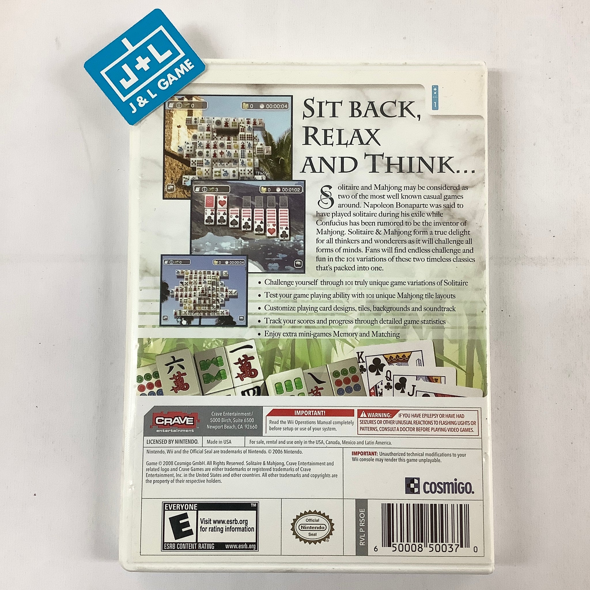 Solitaire & Mahjong - Nintendo Wii [Pre-Owned] – J&L Video Games New ...