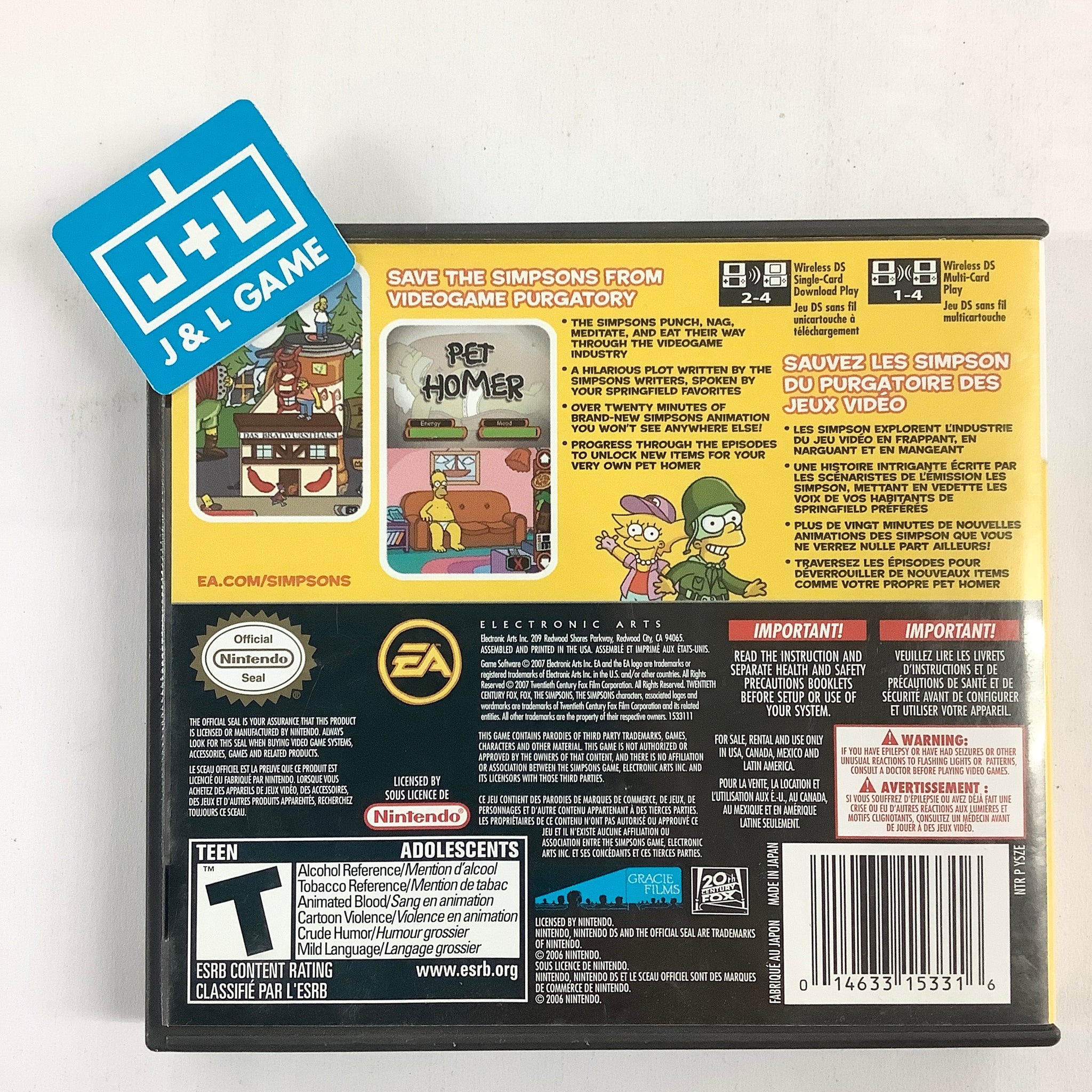The Simpsons Game - (NDS) Nintendo DS [Pre-Owned] – J&L Video Games New ...