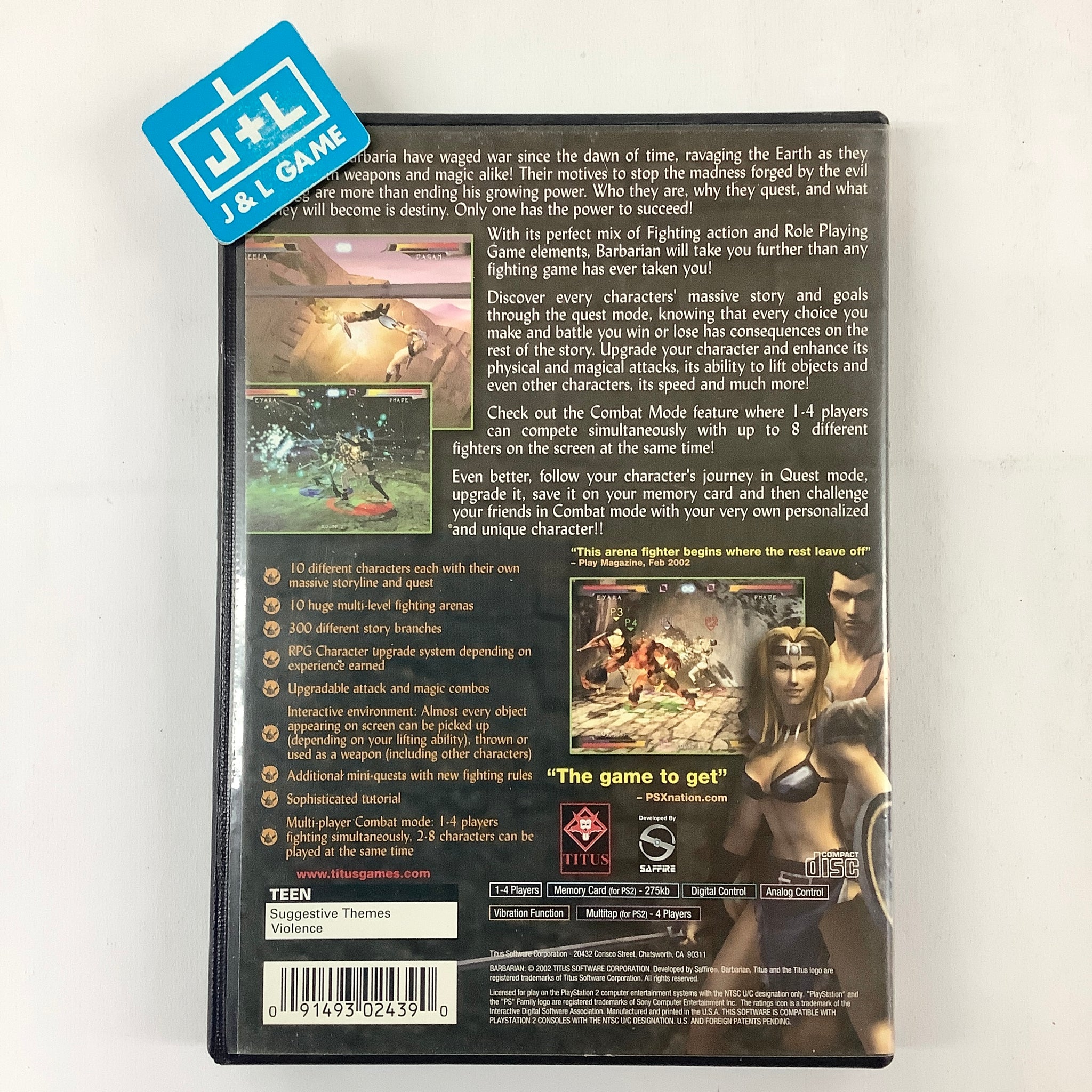 Barbarian - (PS2) PlayStation 2 [Pre-Owned] – J&L Video Games New York City