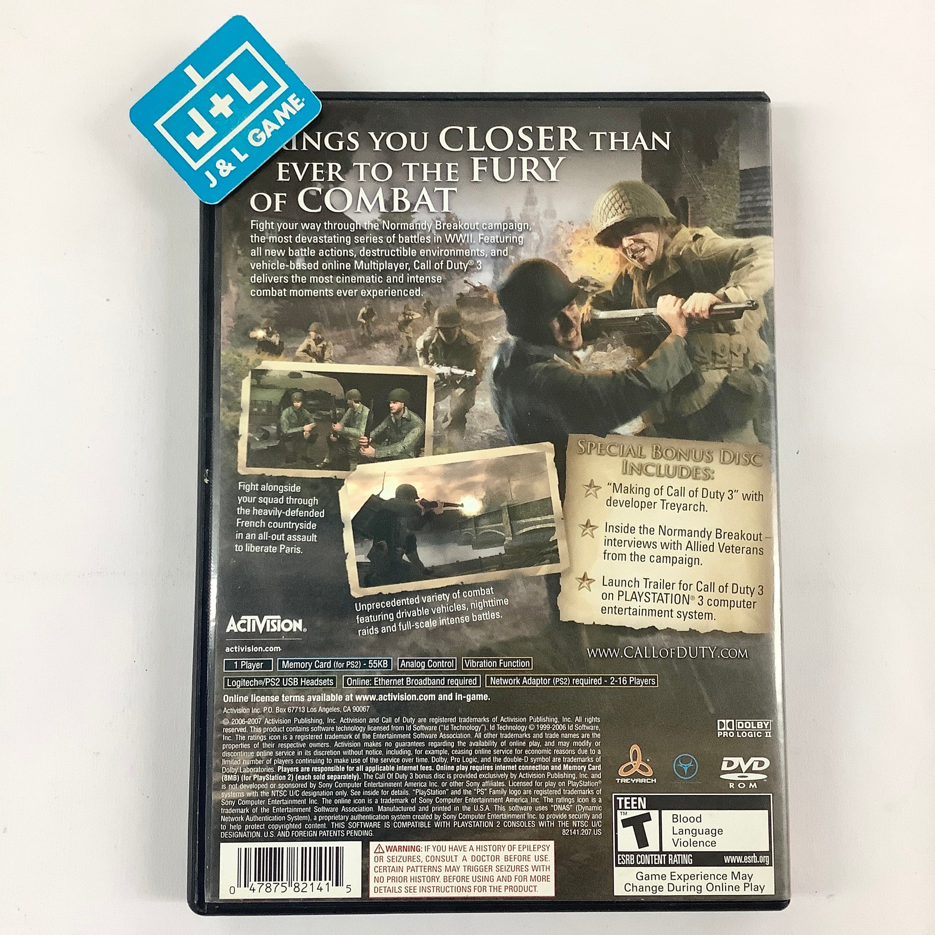 Call of Duty 3: Special Edition (Greatest Hits) - (PS2) PlayStation 2 ...